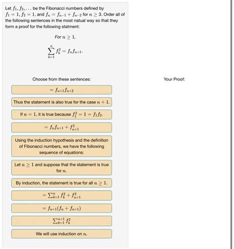 solved let fi f2 be the fibonacci numbers defined by