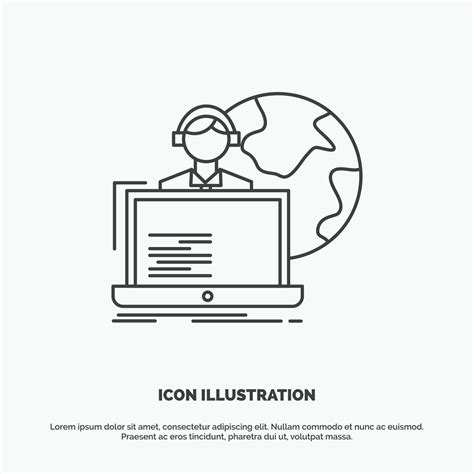 Auslagern Outsourcing Allokation Mensch Online Symbol Linienvektor Graues Symbol Für Ui Und