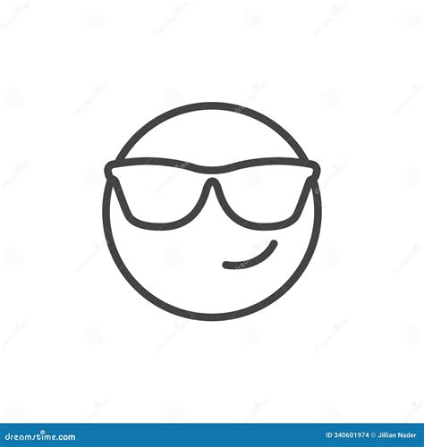 Cool Emoji Icon Thin Outline Art Symbol Stock Illustration Illustration Of Icon Cool 340601974