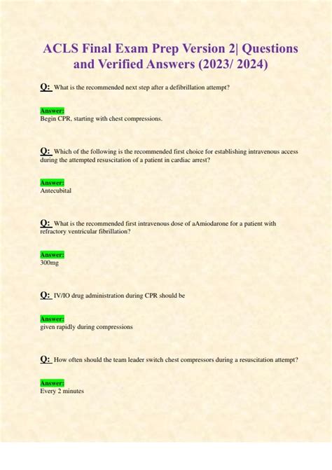 Acls Final Exam Answers 2024 Quizlet Dot Shelbi