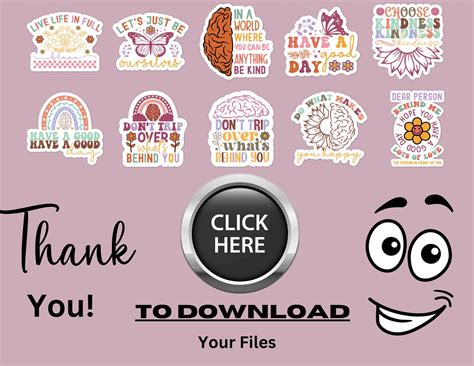 Retro Boho Mental Health Printable Stickers Motivational Quotes