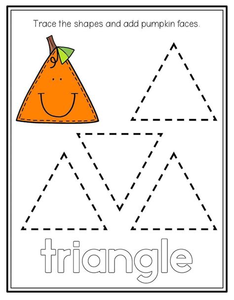 Pumpkin Shape Tracing Preschool Worksheets Shapes Preschool Triangle Worksheet