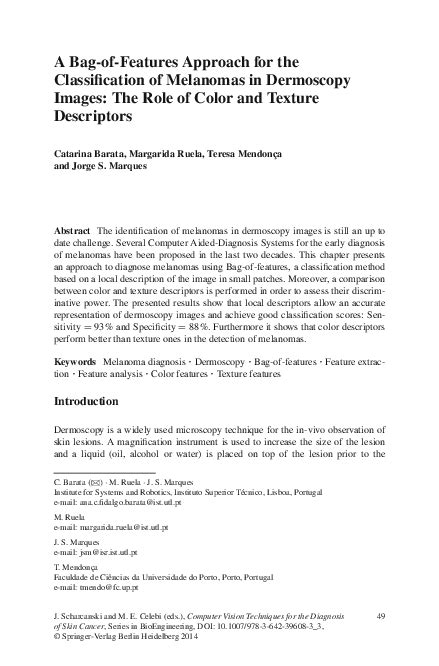 Pdf A Bag Of Features Approach For The Classification Of Melanomas In Dermoscopy Images The