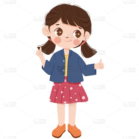 手绘小女孩点赞动作儿童元素