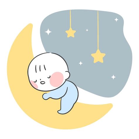 잠자는 아기의 일러스트 프리미엄 벡터
