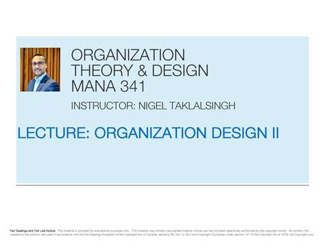 Week 4 Lecture Week 4 In Class Notes Lecture Organization Design