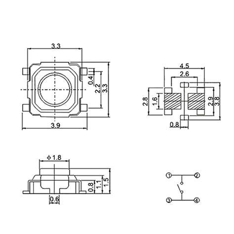 Micro Momentary Pushbutton Switch 4 Pin Smd 33152mm