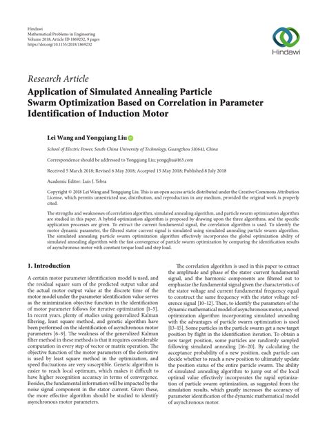 Pdf Application Of Simulated Annealing Particle Swarm Optimization Based On Correlation In