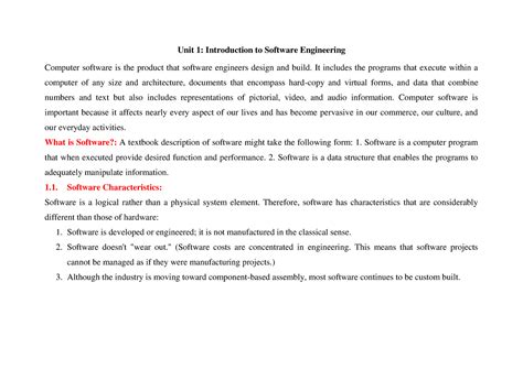 1 unit se unit 1 introduction to software engineering computer