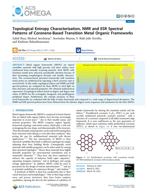 Pdf Topological Entropy Characterization Nmr And Esr Spectral Patterns Of Coronene Based