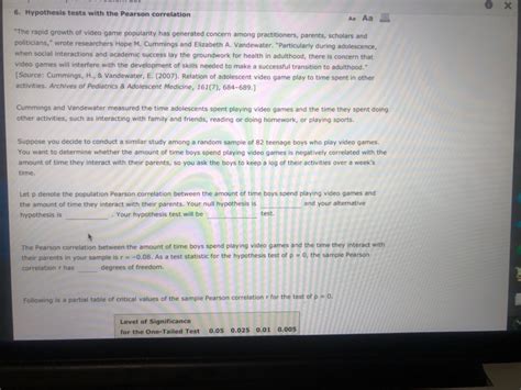 Solved X Hypothesis Tests With The Pearson Correlation Chegg