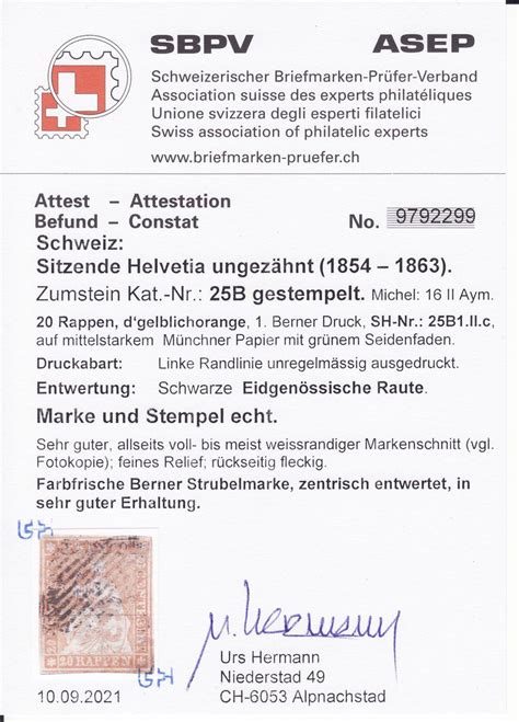 Strubel Znr 25b Sh Nr 25b1iic Mit Attest Hermann Gebraucht In