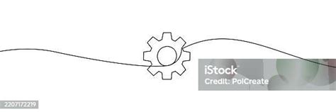 미니멀한 스타일의 기어를 간단하게 연속적으로 선화합니다 한 줄 아이콘입니다 연속 라인 기어 아이콘입니다 벡터 일러스트 레이 션 개념에 대한 스톡 벡터 아트 및 기타 이미지