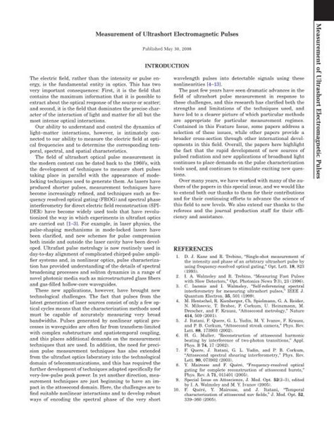 Measurement Of Ultrashort Electromagnetic Pulses Rick Trebino