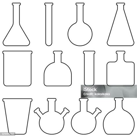 세트 아이콘 유리 실험실 식기 벡터 플라스크 및 실험실 연구를위한 테스트 튜브 의료 식기 가득 찬에 대한 스톡 벡터 아트 및 기타 이미지 가득 찬 건강관리와 의술