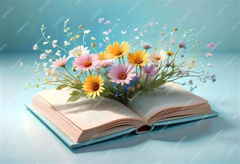 Premium Photo Open Book With A Bouquet Of Wildflowers In A Magical