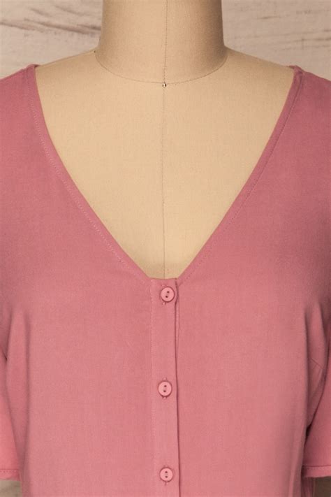 Olgiasca Pink A Line Button Up Short Dress La Petite Garçonne