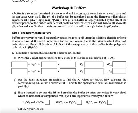 Solved General Chemistry II Workshop Buffers A Buffer Is Chegg