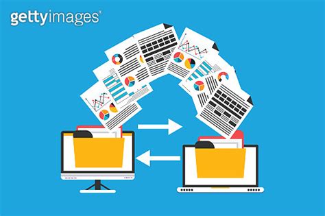 File Transfer Concept Sharing Files Between Devices With Folders On
