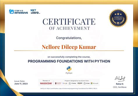 Dileep Kumar Nellore On Linkedin Nxtwaveteam Python