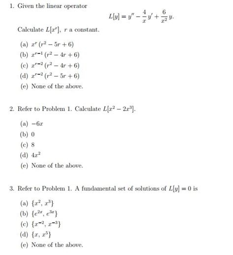 solved 1 given the linear operator calculate l] r a