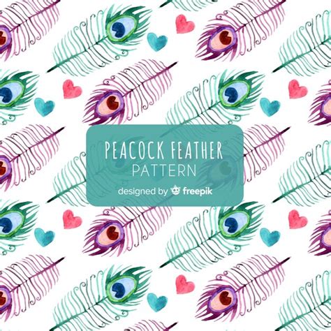 Free Vector Lovely Watercolor Peacock Feather Pattern