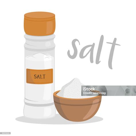 벡터 소금 그림 만화 스타일에 격리입니다 허브와 종 시리즈 소금에 대한 스톡 벡터 아트 및 기타 이미지 소금 가루로 빻은 건강한 식생활 Istock