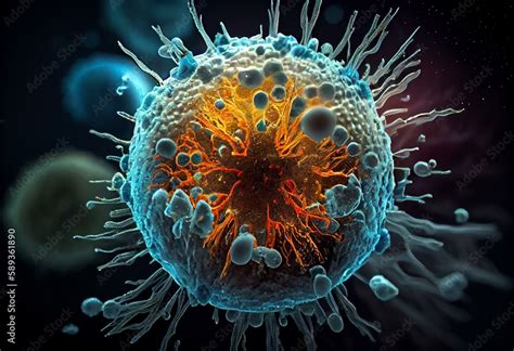 Cytokine Storm Macrophage And T Cell Segregating Cytokines Generative Ai Stock Illustration