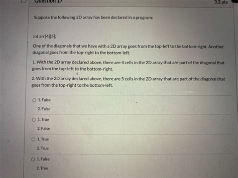 Solved Questid 32 Pts Suppose The Following 2d Array Has
