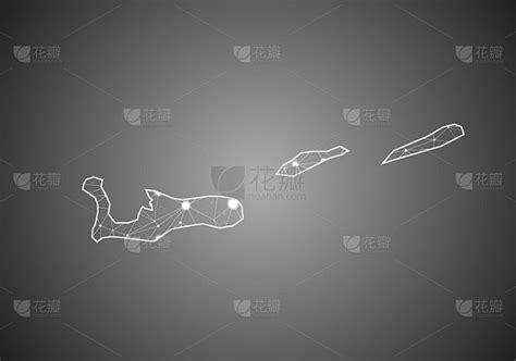 矢量线框网格多边形的开曼群岛地图抽象全局连接结构用线和点连接的地图几何世界的概念数字数据可视