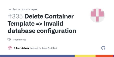 Delete Container Template Invalid Database Configuration Issue Humhub Custom Pages