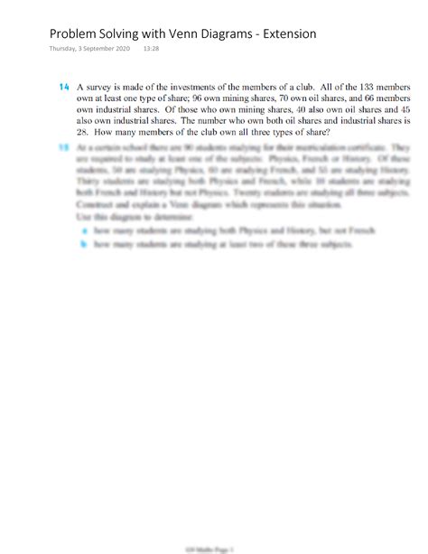 Solution Problem Solving With Venn Diagrams Extension Studypool