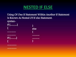 Conditional Statement In C Language Pptx