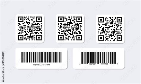 Qr Code And Barcode Set Square And Rectangular Sign Codes For