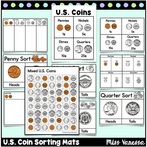 Printable Us Coin Sorting Mats For Coin Identification Practice