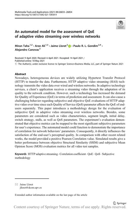 an automated model for the assessment of qoe of adaptive video