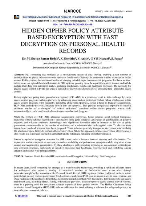 Pdf Hidden Cipher Policy Attribute Based Encryption With Fast Decryption On Personal Health