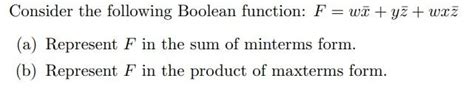 solved consider the following boolean function