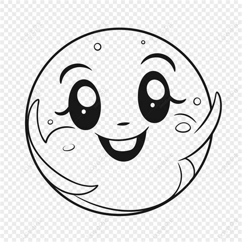 귀여운 만화 달 색칠 페이지 개요 스케치 드로잉 벡터 개요 예술 두꺼운 선 Png 일러스트 무료 다운로드 Lovepik