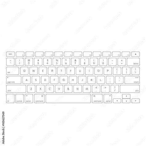White Computer Keyboard Button Layout Template With Letters Vector Illustration Eps Stock