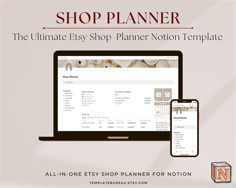 Notion Esty Shop Planner Template Etsy Seller Planner Notion Template Aesthetic Notion Planner