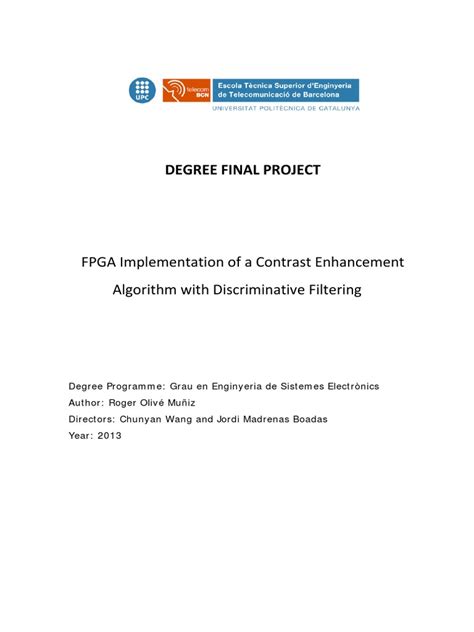 Degree Final Project Fpga Implementation Of A Contrast Enhancement
