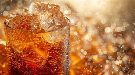 Ice Cubes Clink In A Fizzy Drink Creating Ripples Of Delight In A Glass Stock Image Image Of