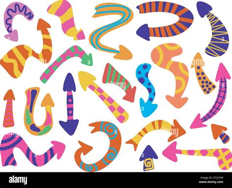 playful arrows set hand drawn arrows of different shapes with patterns clip art collection