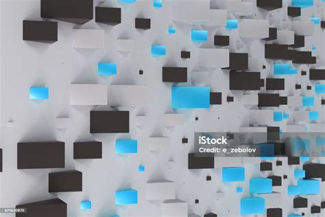 Black White And Blue Rectangular Shapes Of Random Size On White