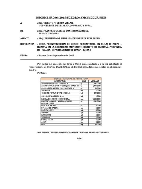 Informe De Una Ferretería Sobre Materiales De Construcción Padua Materiales