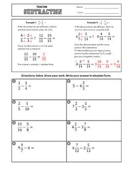 FRACTION OPERATIONS BUNDLE Notes Examples Practice Add Subt Mult