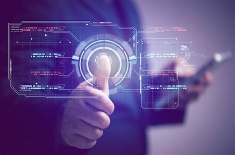 Premium Photo Online Security Identity Verification Concept Businessman Scans His Finger To