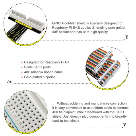 KEYESTUDIO GPIO Breakout Kit For Raspberry Pi B B With Solderless Breadboard GPIO Cable