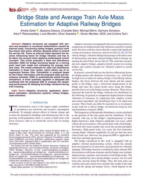 Pdf Bridge State And Average Train Axle Mass Estimation For Adaptive Railway Bridges